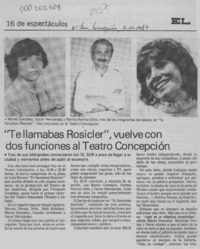 BND Visor : "Te llamabas Rosicler", vuelve con dos funciones al Teatro ...