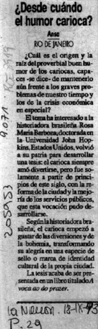 BND Visor : Desde cuándo el humor carioca? [artículo].