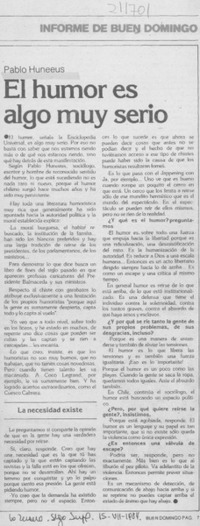 BND Visor : El Humor es algo muy serio : [entrevista] [artículo].