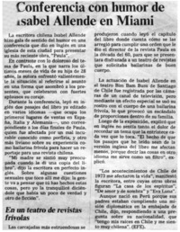 BND Visor : Conferencia con humor de Isabel Allende en Miami [artículo].