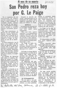 BND Visor : San Pedro reza hoy por G. Le Paige. [artículo]
